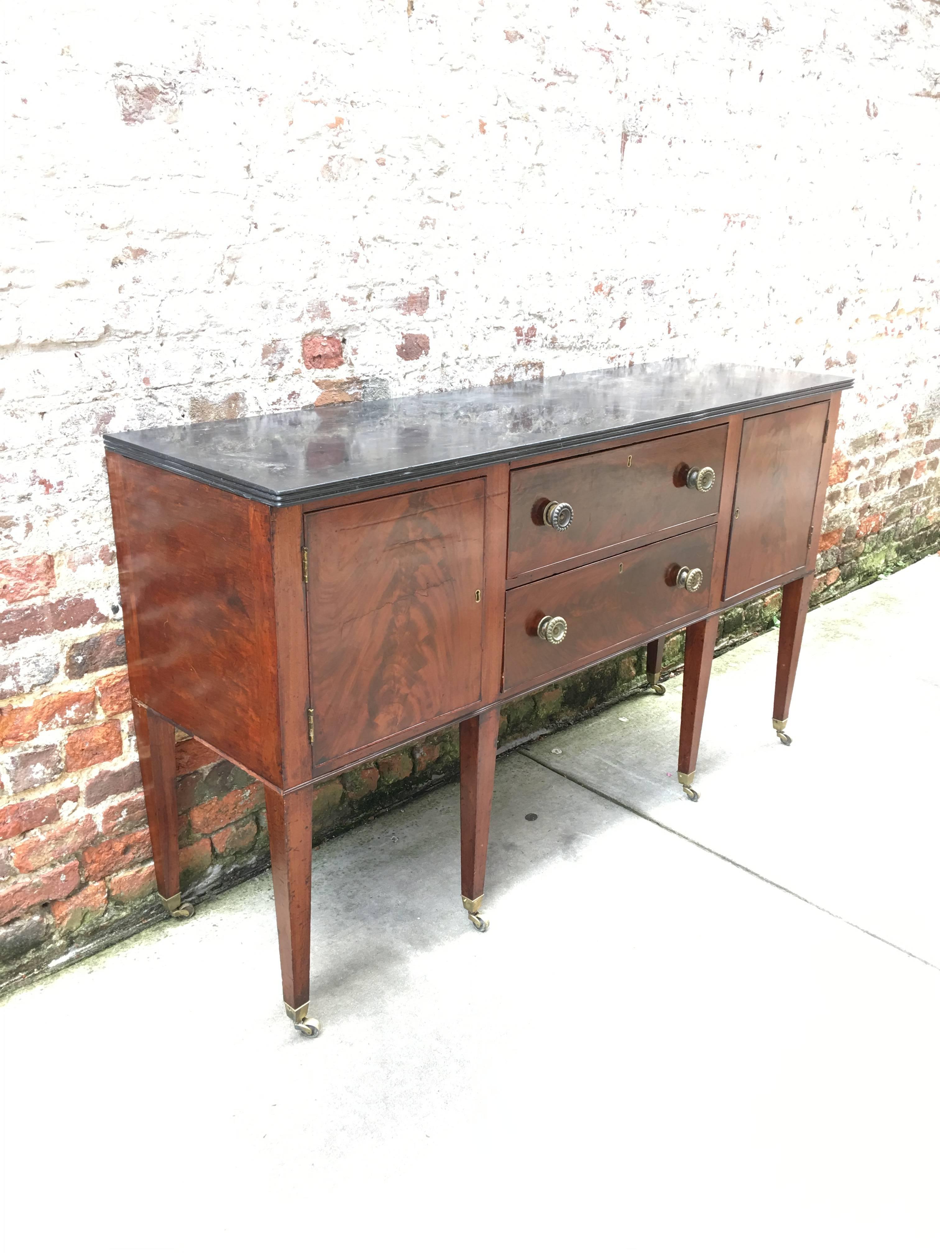 American Mahogany Sideboard with Stone Top at 1stDibs