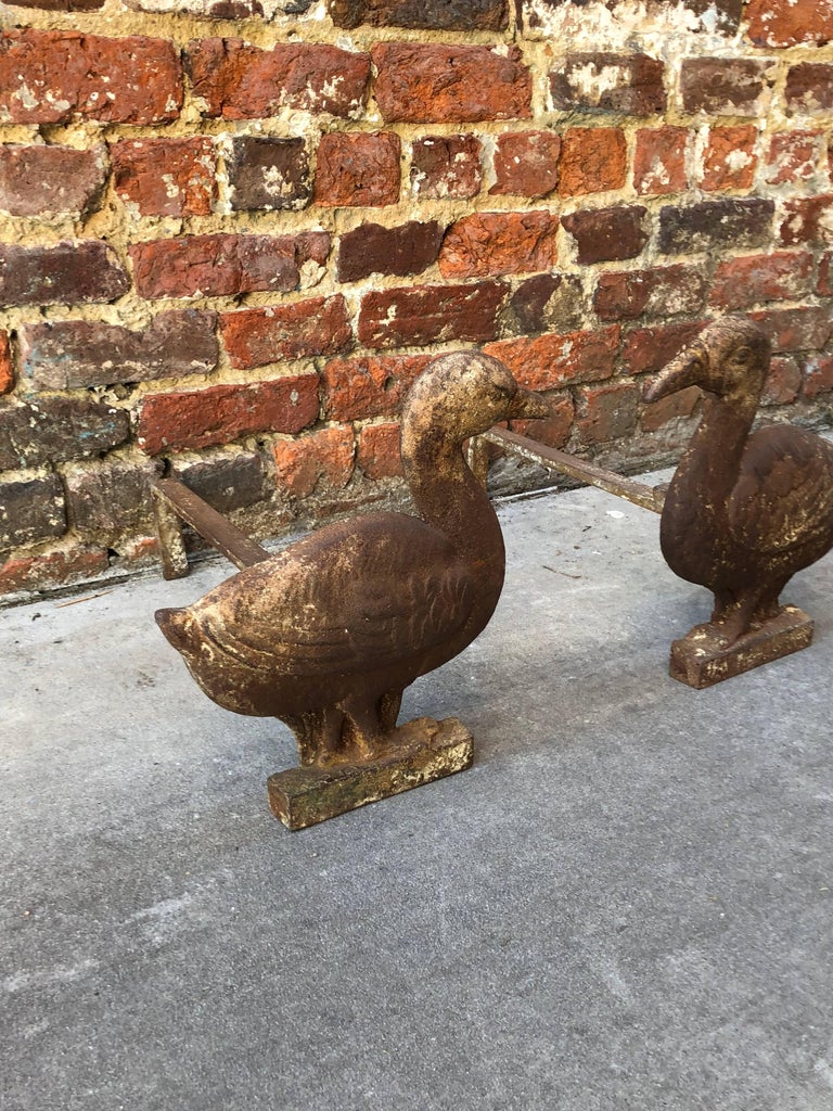 Pair of Cast Iron Duck Andirons Early 20th Century at 1stdibs