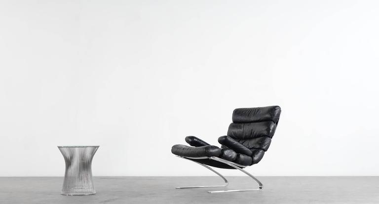 COR, Sinus Easychair Lounge Chair, 1976 Reinhold Adolf, Black Leather ...