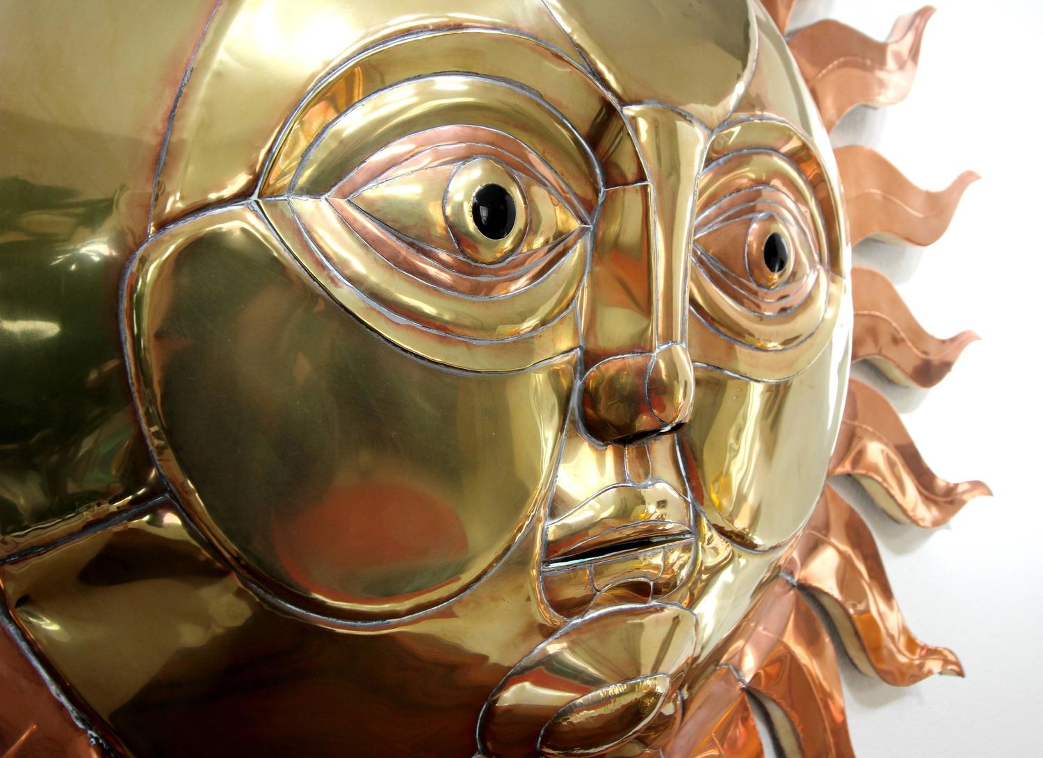 Sergio Bustamante Copper and Brass Sun Wall Sculpture For Sale at 1stdibs