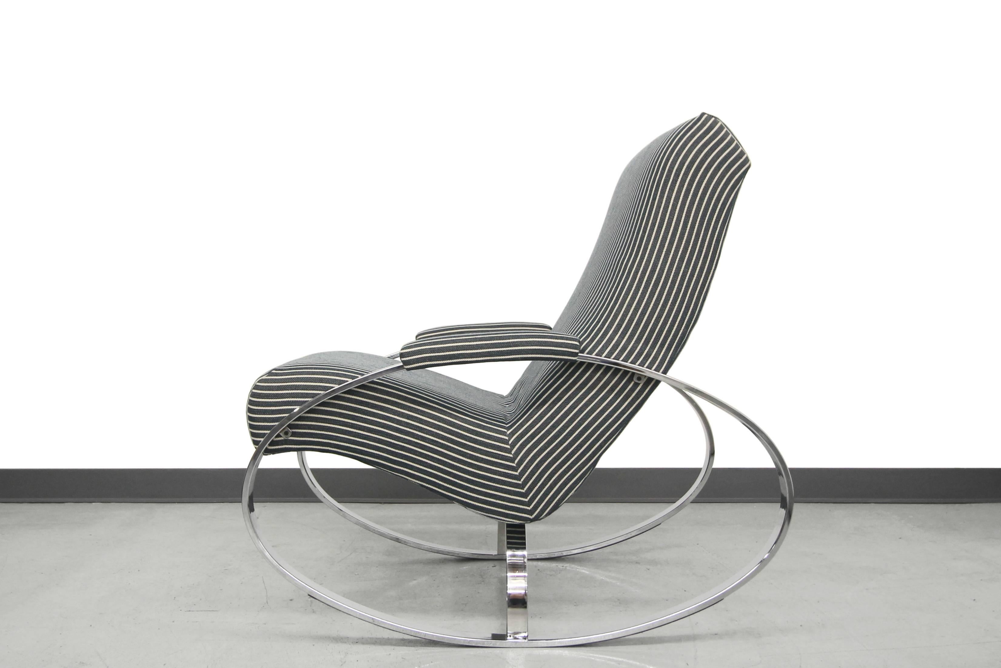 Mid-Century Chrome Rocking Chair by Milo Baughman at 1stDibs