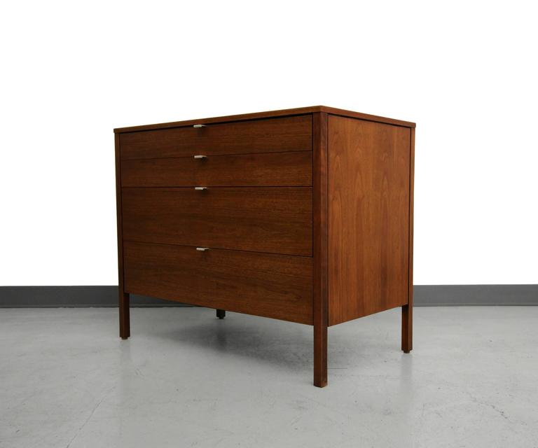 Mid-Century Knoll Walnut Four-Drawer Dresser Cabinet For Sale at 1stDibs