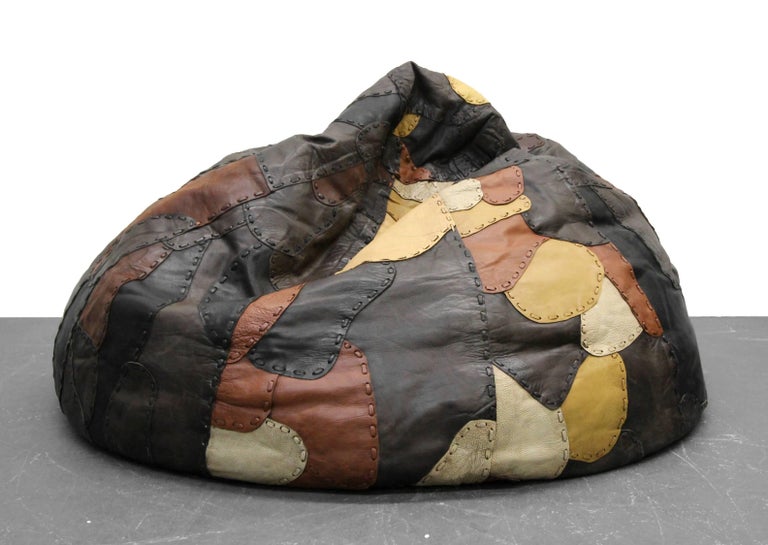 1970s Vintage Leather Patchwork De Sede Style Bean Bag Lounge Sac Chair ...