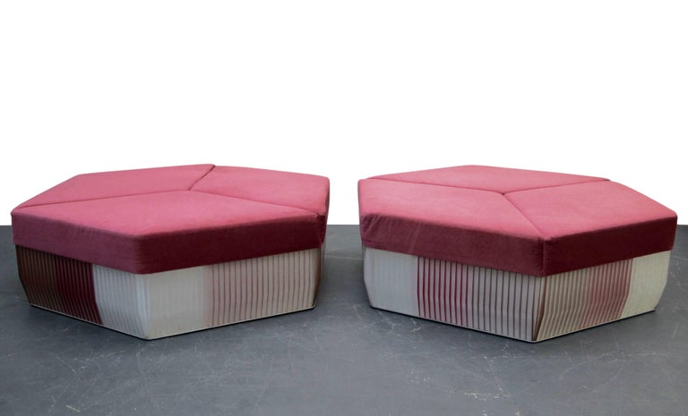 Huge Pair of Oversized Hexagonal Ottoman Centre Sofas For Sale at 1stDibs