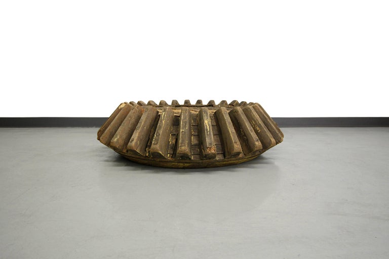 Antique Primitive Industrial Folk Art Wooden Gear Table For Sale at ...