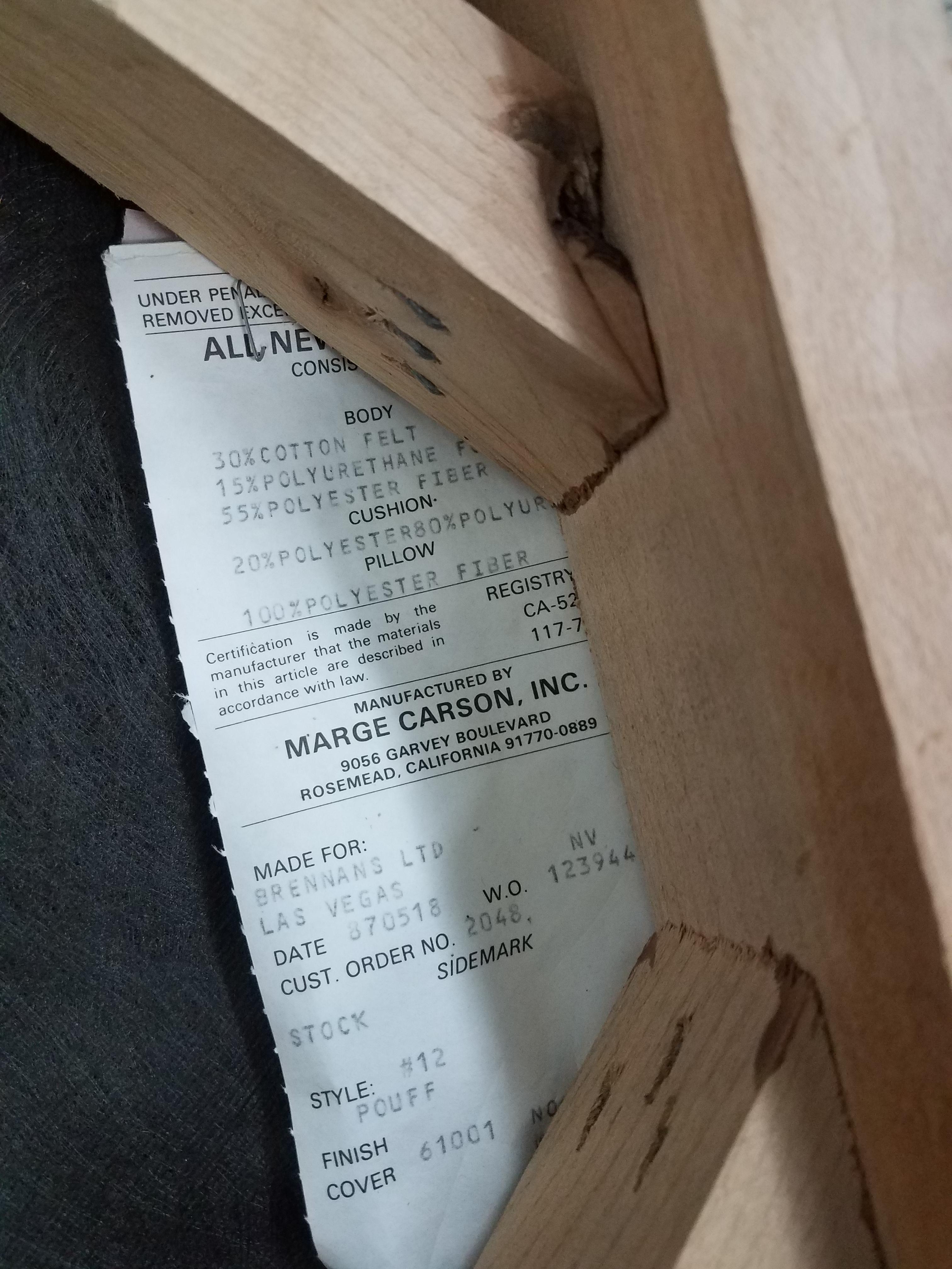 Vintage Pair of Regency Style Brass Plinth Base Poufs or Ottomans at ...