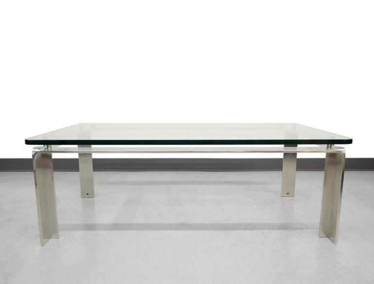 Mid-Century Bent Aluminum and Floating Glass Coffee Table For Sale at ...