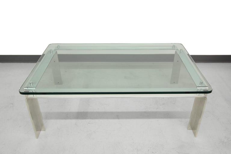 Mid-Century Bent Aluminum and Floating Glass Coffee Table For Sale at ...
