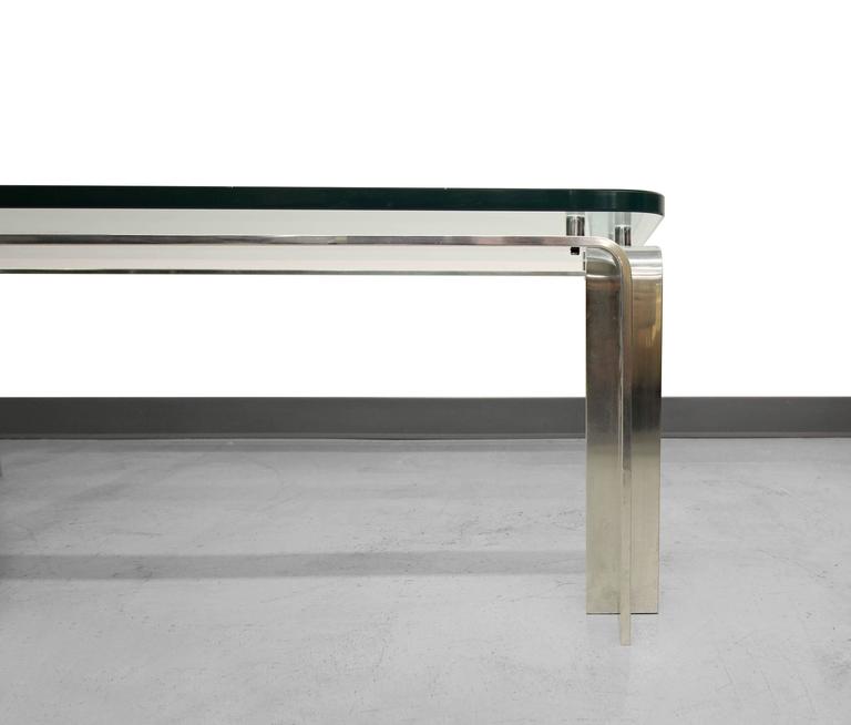 Mid-Century Bent Aluminum and Floating Glass Coffee Table For Sale at ...