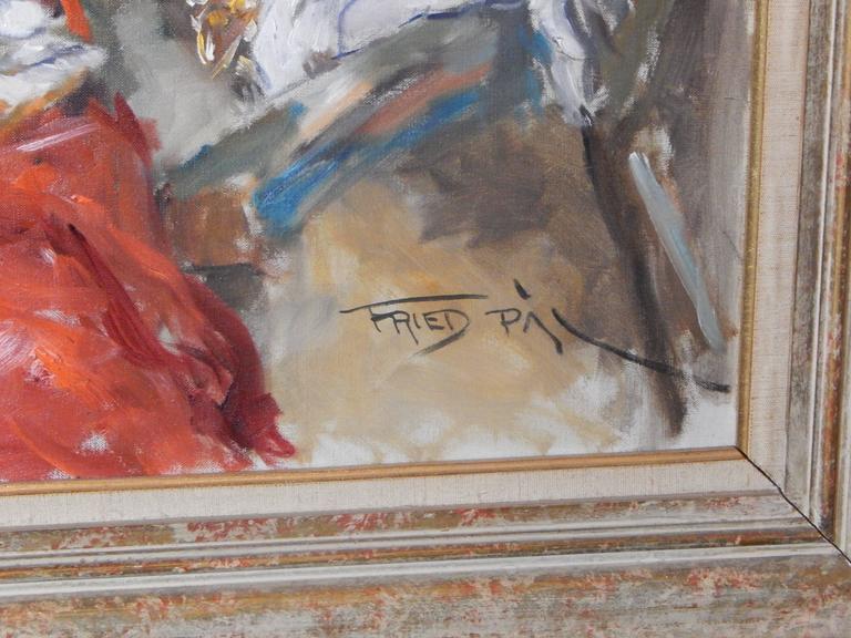 Large Oil on Canvas of a Pretty Woman by Fried Pal For Sale at 1stDibs