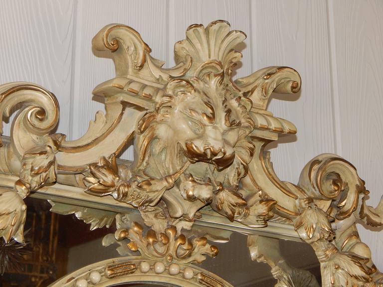 Carved Mirror with Lion's Head and Cut-Glass Stars For Sale at 1stDibs