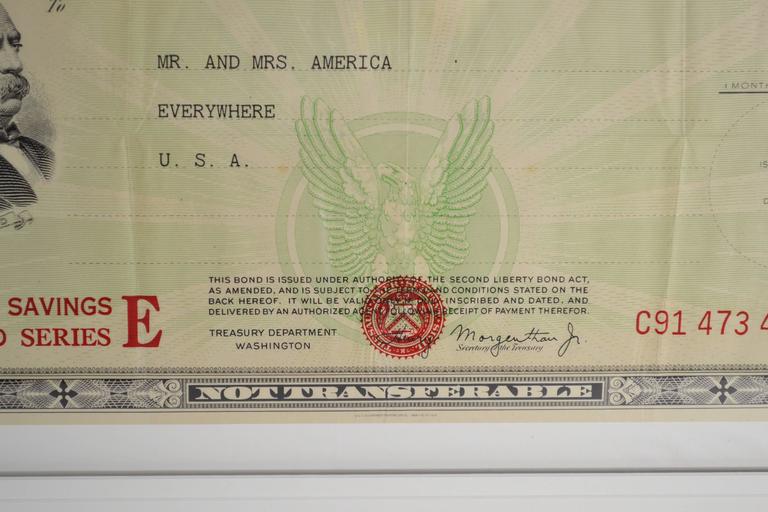 Large WWII Bank Display $100 Savings Bond For Sale at 1stDibs
