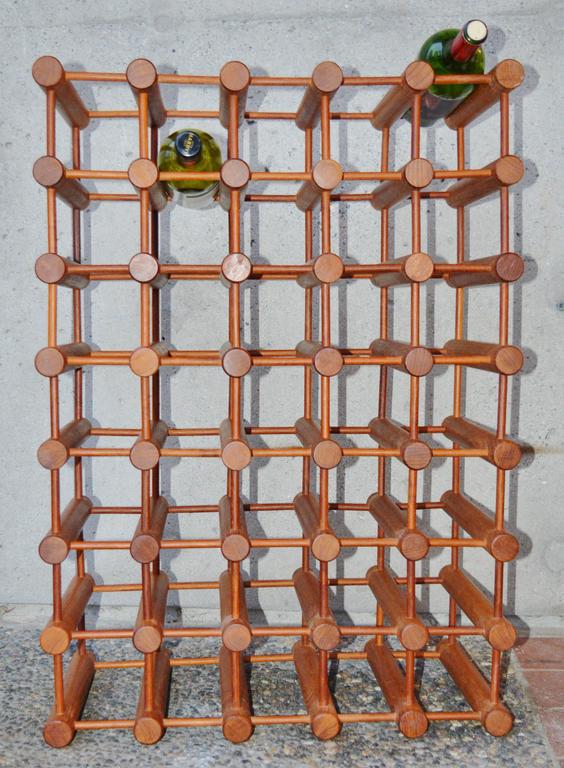 Huge 42 Bottle Teak Wine Rack by Nissen at 1stDibs