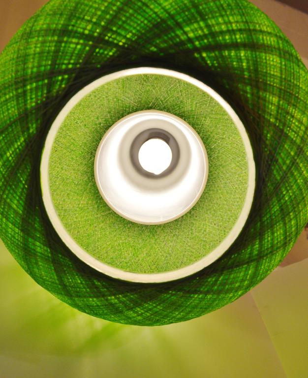 Hot Green MCM Spun Fiberglass and Milk Glass Pendant Light at 1stDibs