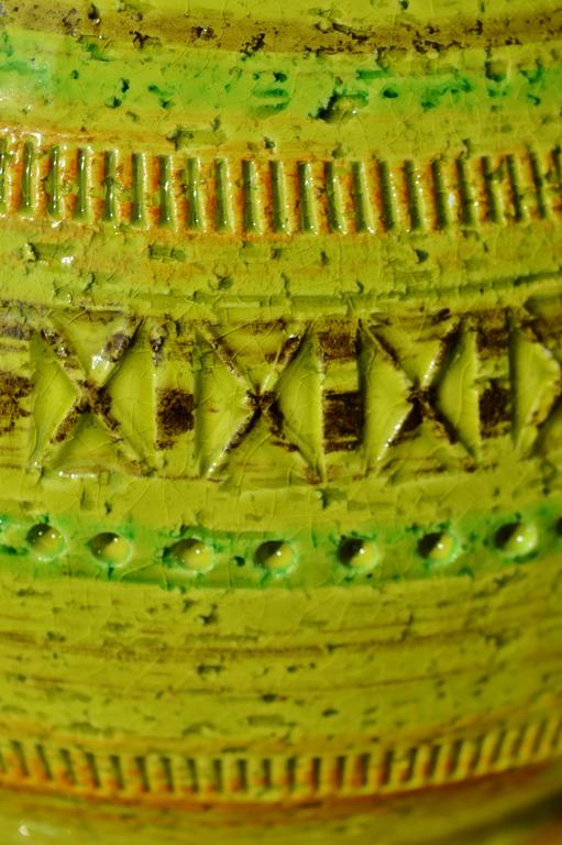 Bitossi Green Sgraffito Lidded Jar at 1stDibs
