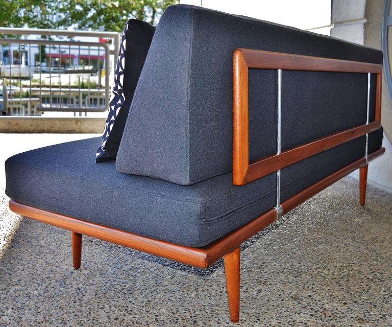 Teak Minerva Day Bed by Hvidt and Molgaard-Nielsen in Charcoal Felted ...