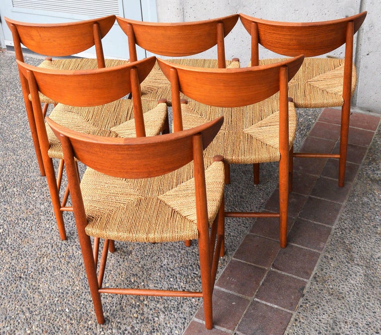 Set of Six Teak Hvidt and Mølgaard Model 316 Dining Chairs with ...