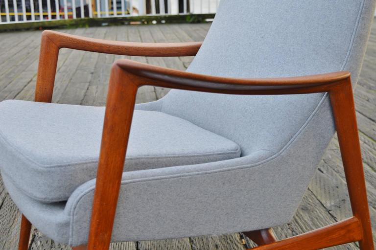 Teak Frame Lounge Chair Inspired by Kofod Larsen, Heather Grey Felted ...