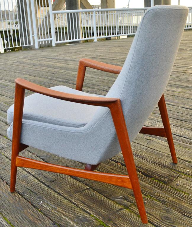 Teak Frame Lounge Chair Inspired by Kofod Larsen, Heather Grey Felted ...