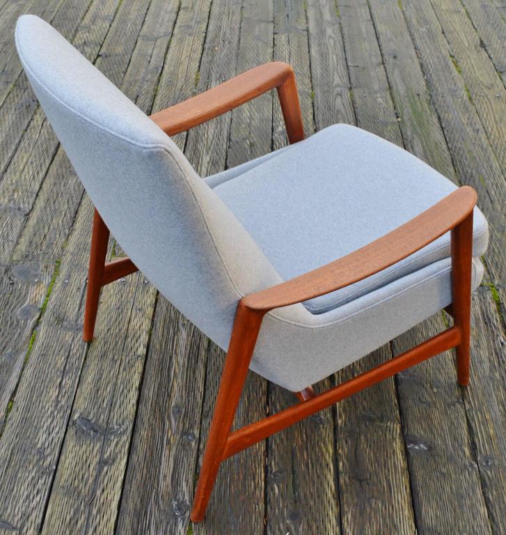 Teak Frame Lounge Chair Inspired by Kofod Larsen, Heather Grey Felted ...