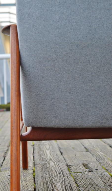 Teak Frame Lounge Chair Inspired by Kofod Larsen, Heather Grey Felted ...