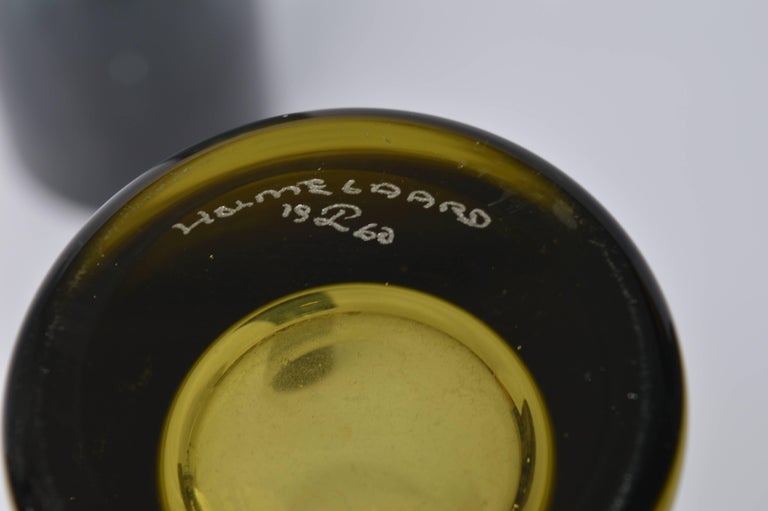 Pair of Per Lutkin Holmegaard Art Glass Vases Blue and Green Signed ...