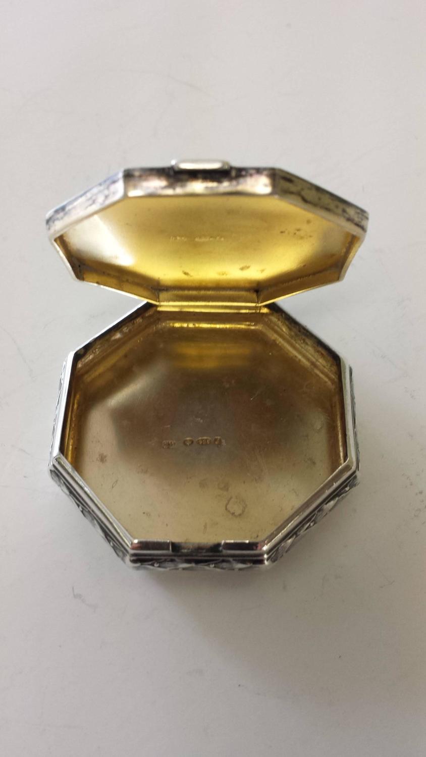 Sterling Silver and Enamel Octagonal Box with Gilt Interior and ...