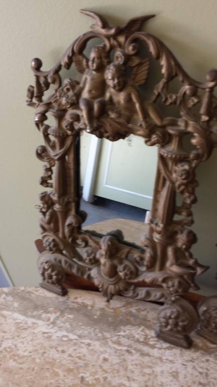 Pair of Victorian Cast Iron and Gilt Angel Wall Mirrors, circa 1880s at ...