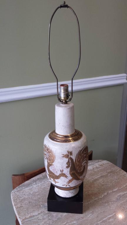 Waylande Gregory Style Gilt Etched Ceramic Table Lamp Hand Decorated ...