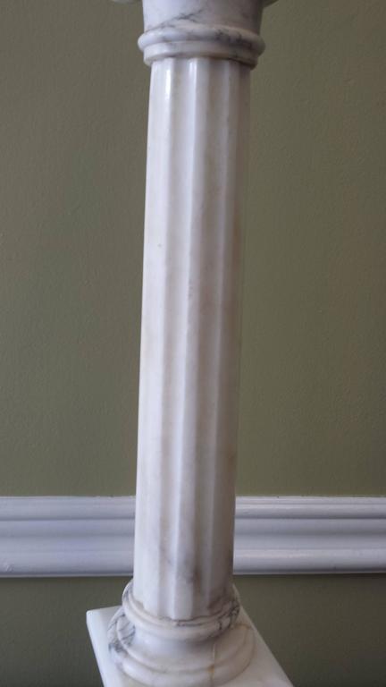 Iconic Neoclassical White Marble Capital Column Table Lamp at 1stDibs