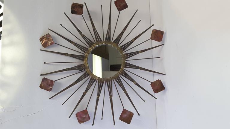 Copper, Iron and Steel Wall Mirror Sculpture and in the Manner of ...