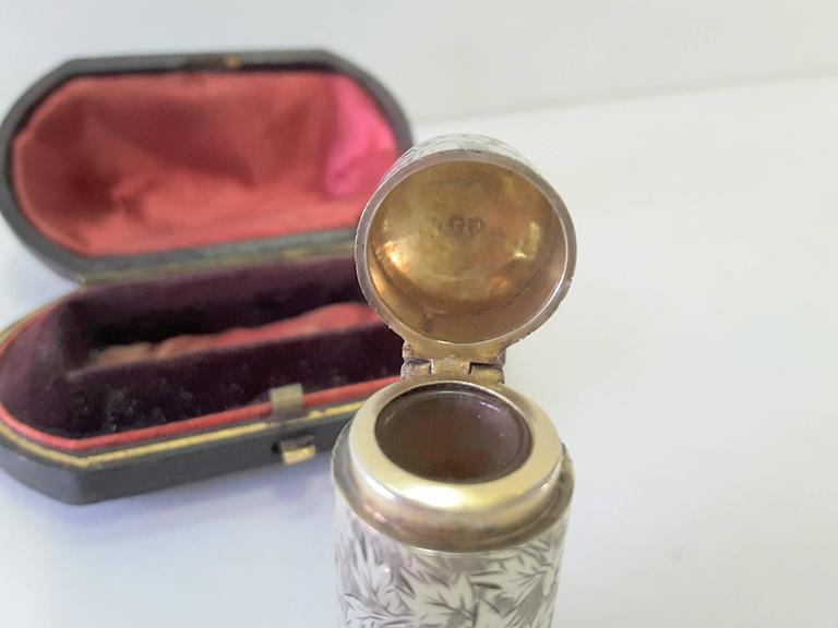 Sterling Silver and Gilt Purse/Pocket Evening Perfume Case in Original ...