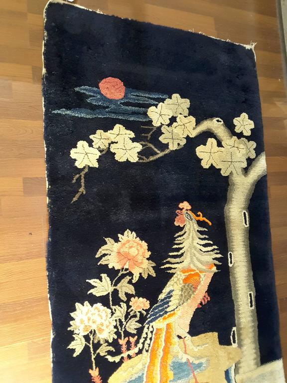 Fine Long Pile Chinese Pictorial Pheasant Rug Baotou Inner Mongolia at ...
