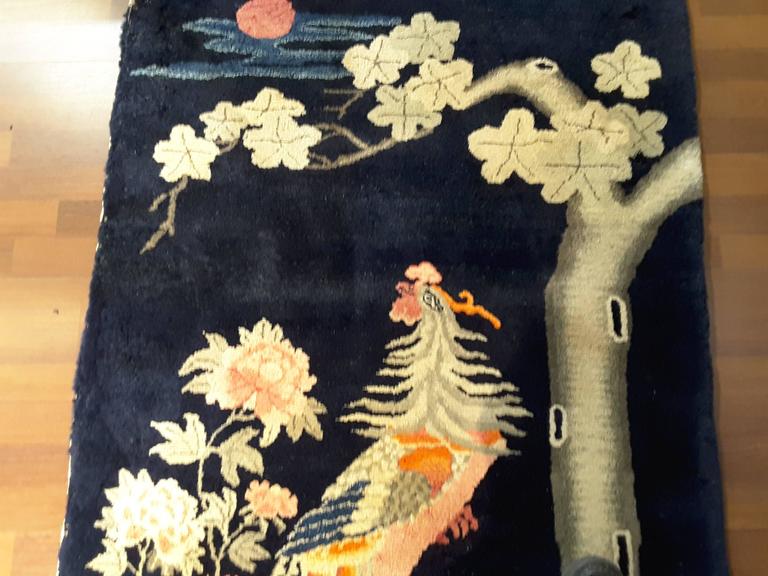 Fine Long Pile Chinese Pictorial Pheasant Rug Baotou Inner Mongolia at ...