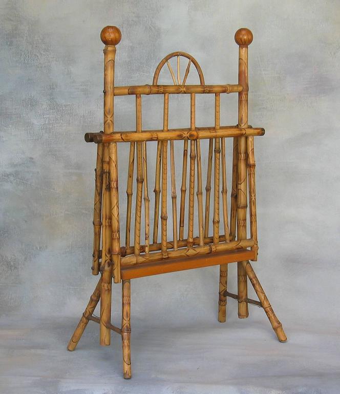 Antique American Bamboo Folding Magazine Rack For Sale at 1stDibs