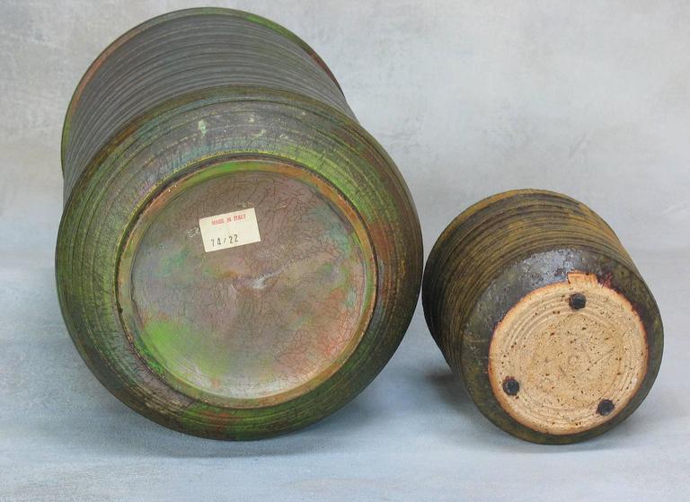 Complimentary Pair of Cylindrical Art Pottery Vases For Sale at 1stdibs
