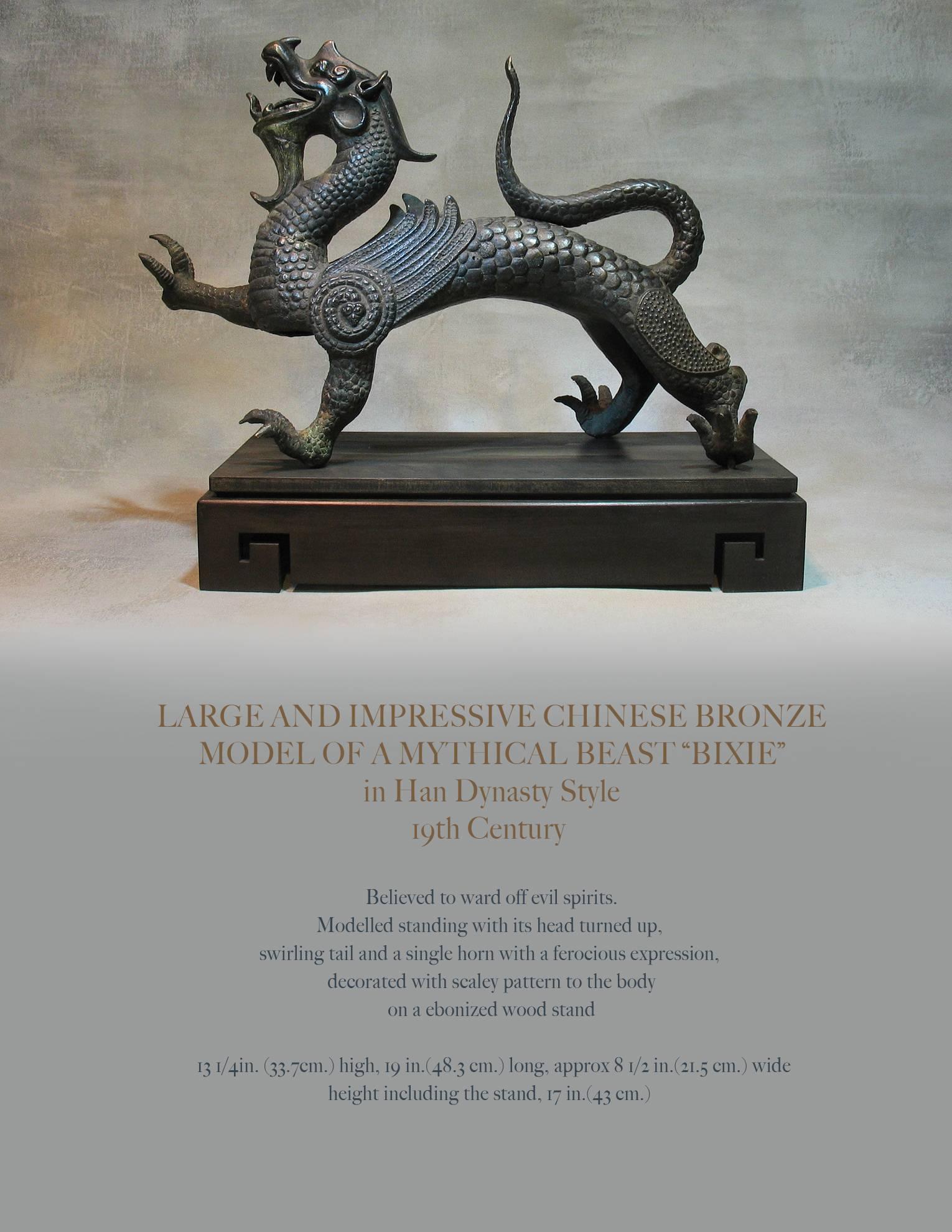 Large and Impressive Chinese Bronze Model of a Mythical Beast "Bixie ...