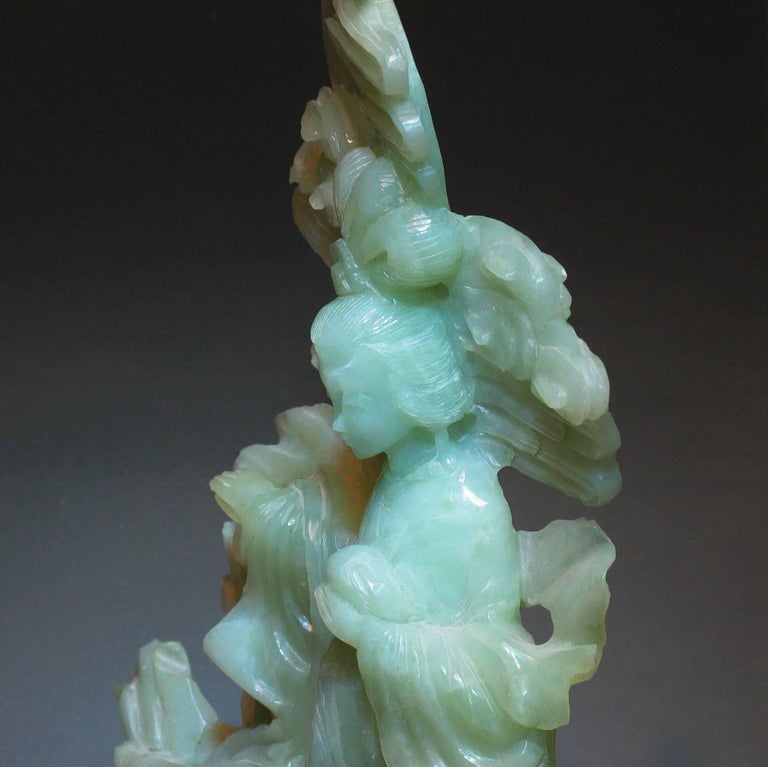 Rare Large Chinese Carved Jade Figure of "Change-E" Goddess of the Moon ...