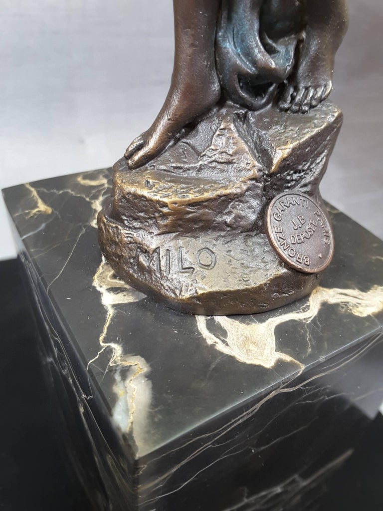 Art Nouveau Bronze Lady on Marble Base by Miguel Fernando Lopez 'Milo ...