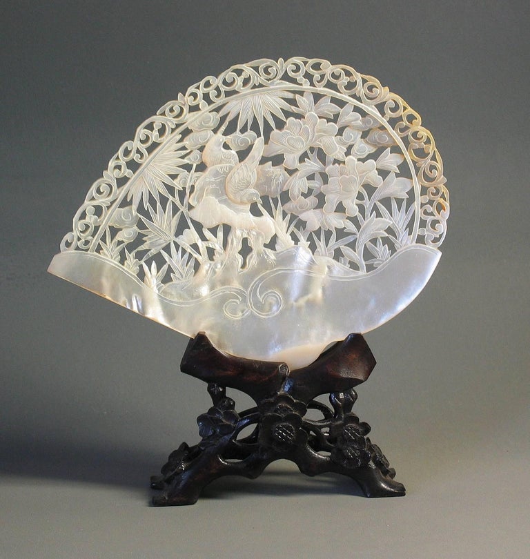 Chinese Export Carved Mother-of-Pearl Shell, 19th Century at 1stDibs