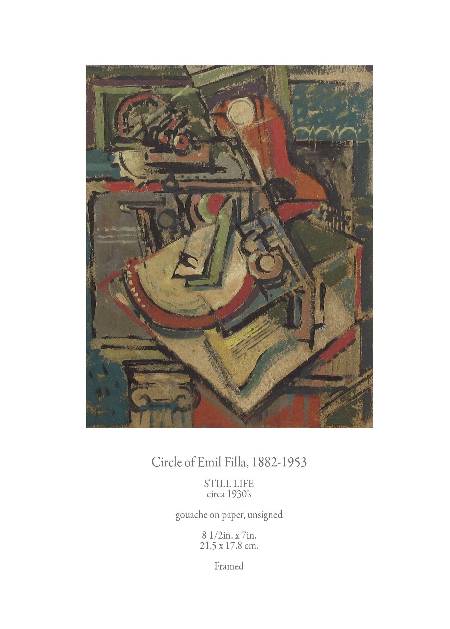 Painting Still Life/Cubist Circle of Emil Filla, 1882-1953 Gouche on ...