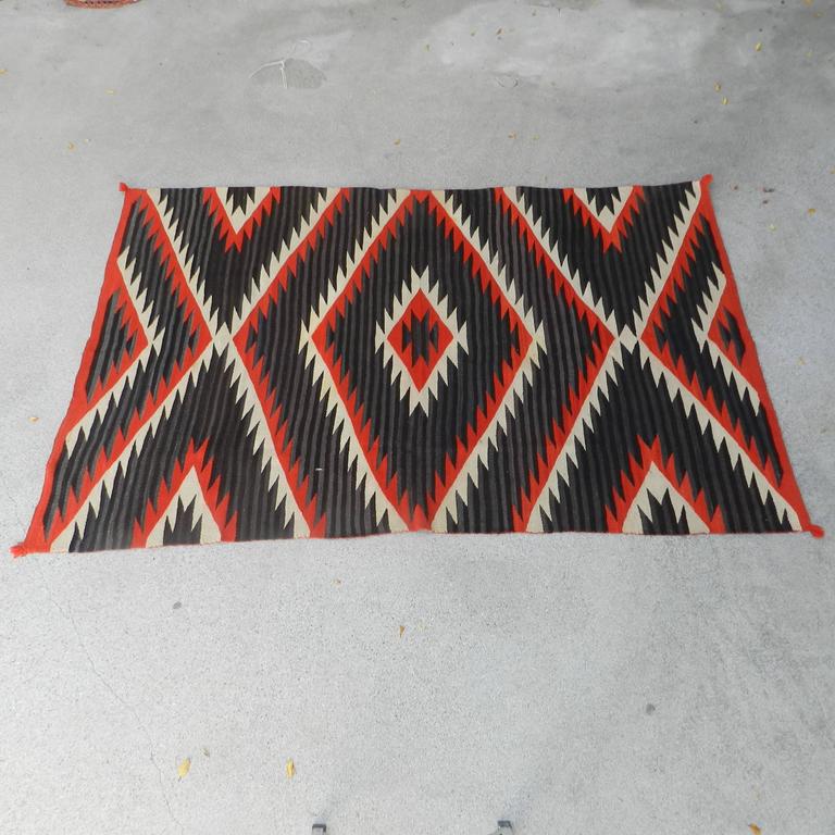 Antique 19th Century Navajo Eyedazzler Moki Blanket at 1stDibs