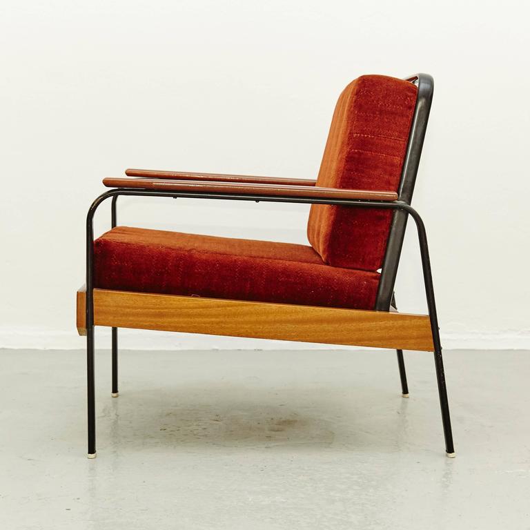 Pair of Mid Century Modern French Easy Chairs after Jean Prouve, circa ...