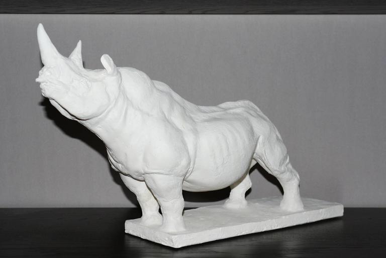 Sculpture Rhinoceros in Plaster Limited Edition 45/100 by J.B Vandame ...