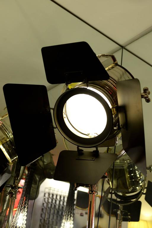 Projector Studio in Nickel on Foot with Castors Fresnel Lens and Four ...
