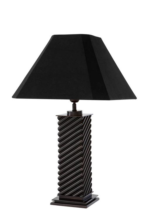 Column Lamp in Polished Brass and Black Shade For Sale at 1stdibs