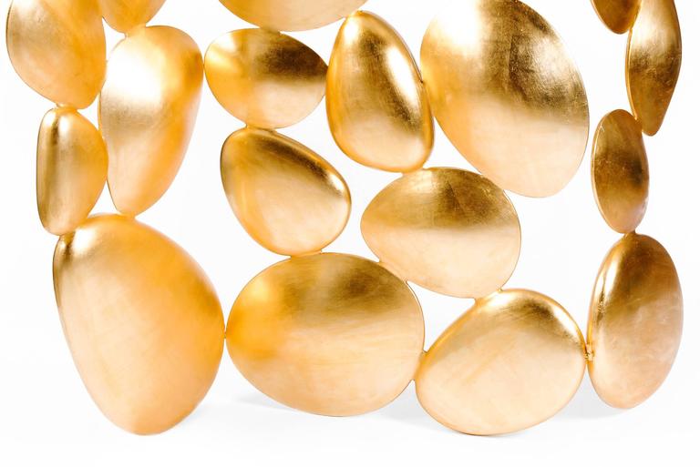 Gold Pebble Screen Gold Leaf Painted For Sale at 1stDibs