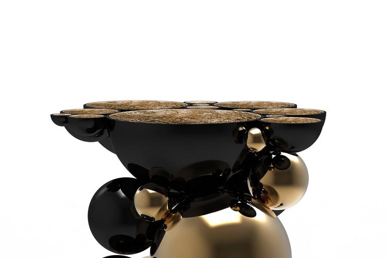Spheres Side Table with Aluminium Black and Gold Spheres For Sale at ...