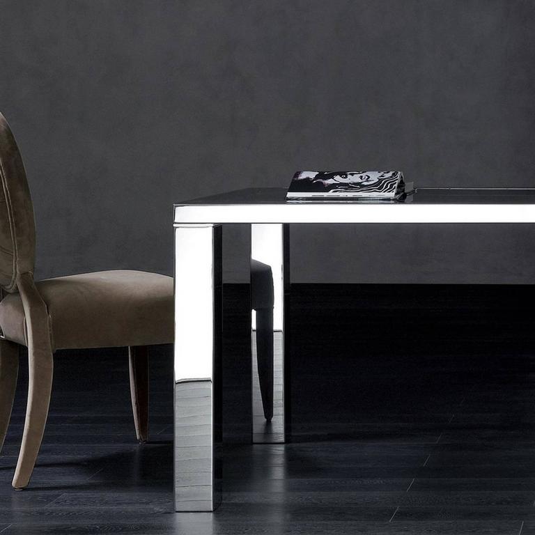 Sharp Mirror Table in Polished Stainless Steel at 1stDibs