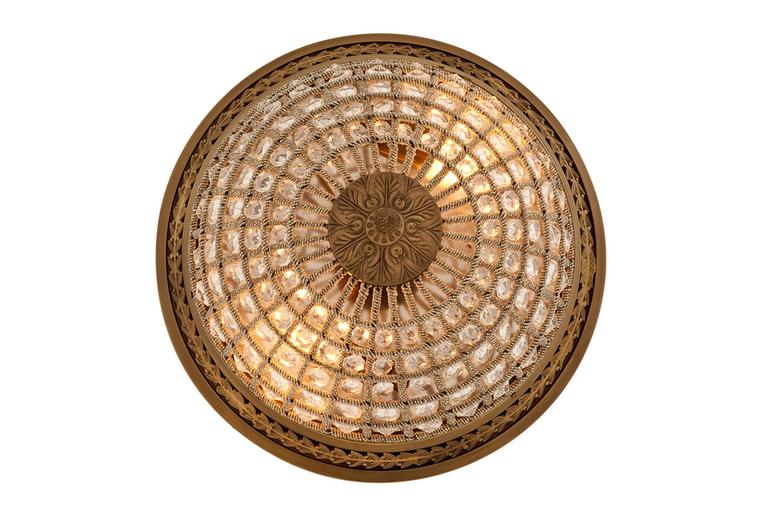 Arabesque Ceiling Lamp Polished Vintage Brass and Crystal Glass For ...